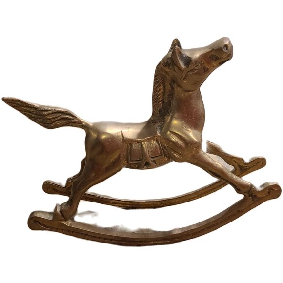 Accents | Vintage Solid Brass Rocking Horse Figurine Home Dcor 7 Tail ...